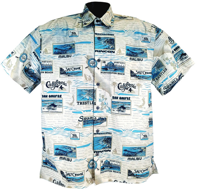 California Beaches and Surf Spots Hawaiian Shirt- Made in USA