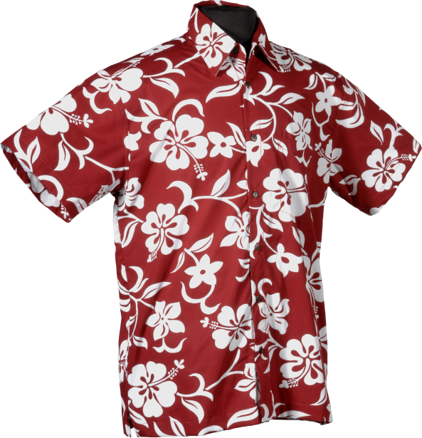 Classic Red Hibiscus Hawaiian Shirt- Made in USA- 100% Cotton