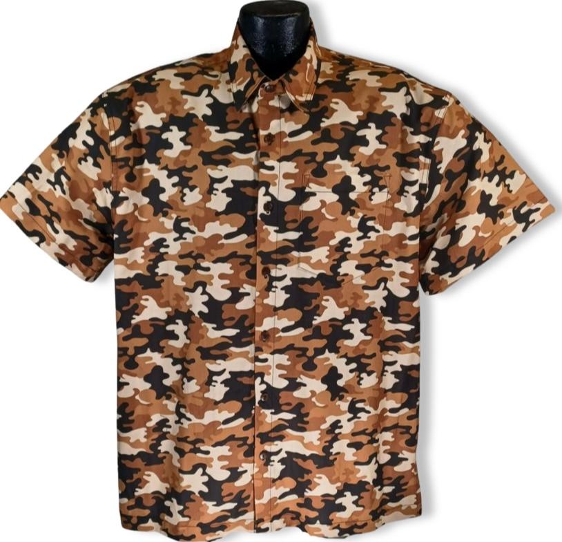 Desert Camouflage Hawaiian Shirt- Made in USA- Cotton