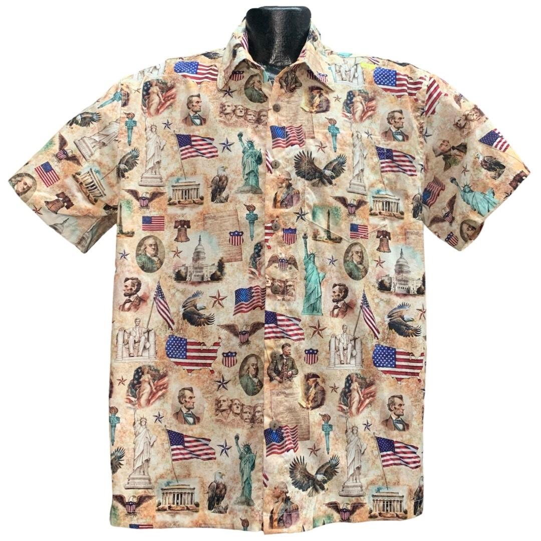 Founding Fathers Patriotic Hawaiian Shirt- Made in USA- Cotton