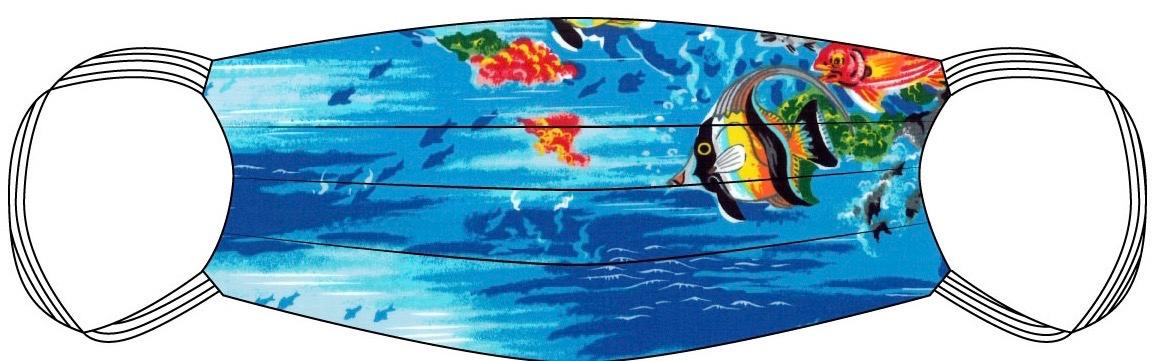 Tropical Reef Hawaiian Print Face Mask 100% Cotton Made in USA