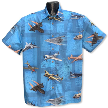 American Military Aircraft Hawaiian Shirt- Made in USA
