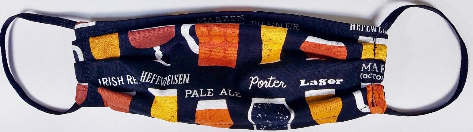 Craft Beer themed designer face mask Made in USA of 100% Cotton