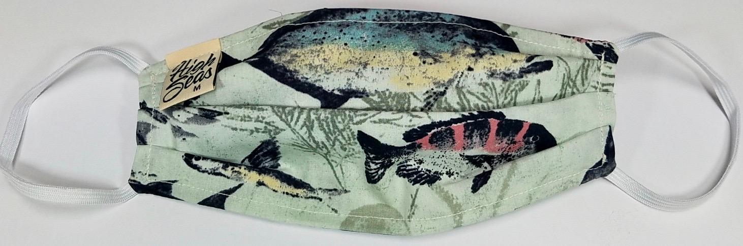 Sage Saltwater Fish Face Mask 100% Cotton Made in USA