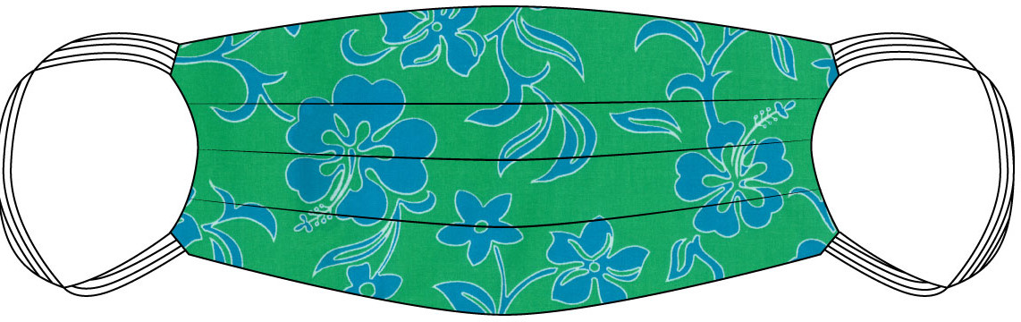 Green Classic Hawaiian Print Aloha Safety Mask 100% Cotton Made in USA