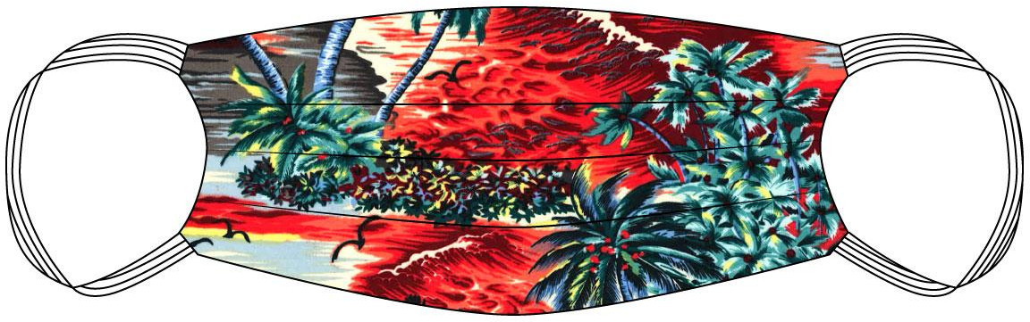 Red Vintage Hawaiian Print 100% Cotton Face Mask Made in USA