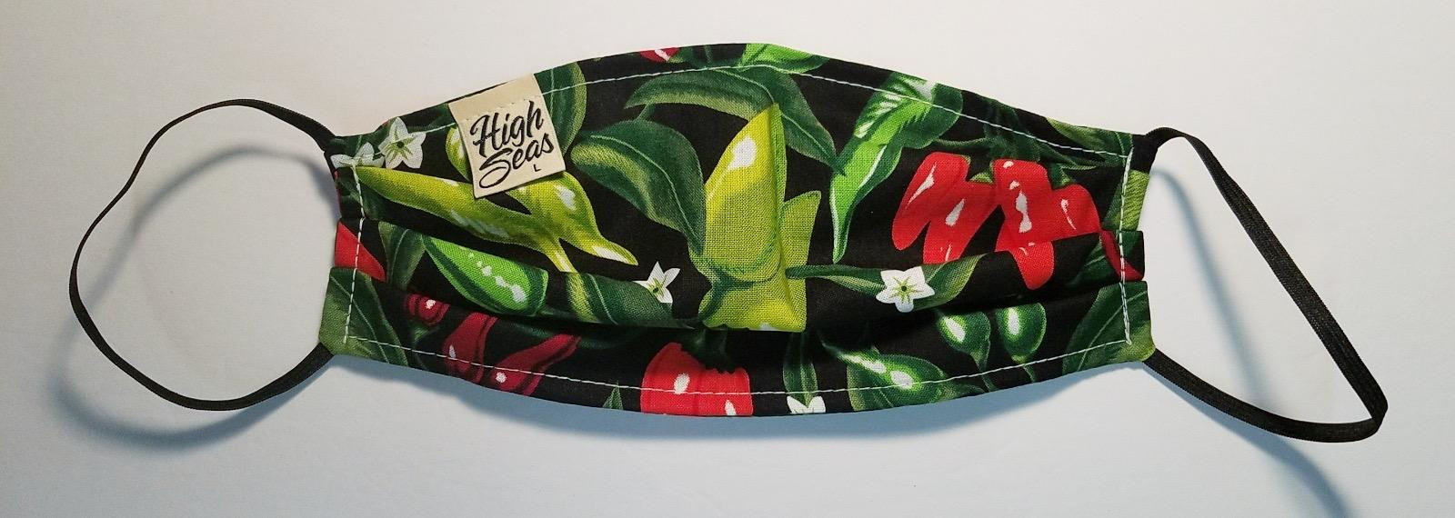 Red and Green Chili Pepper Face Mask Made in USA of 100% Cotton