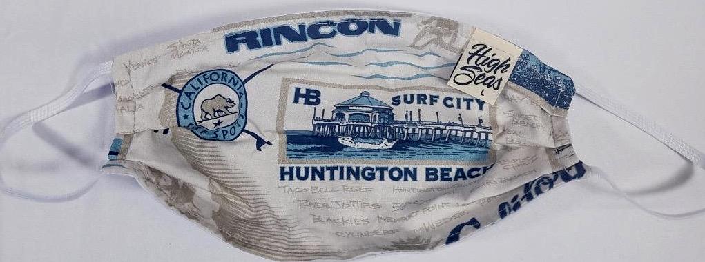 Huntington Beach Face Mask 100% Cotton Made in USA