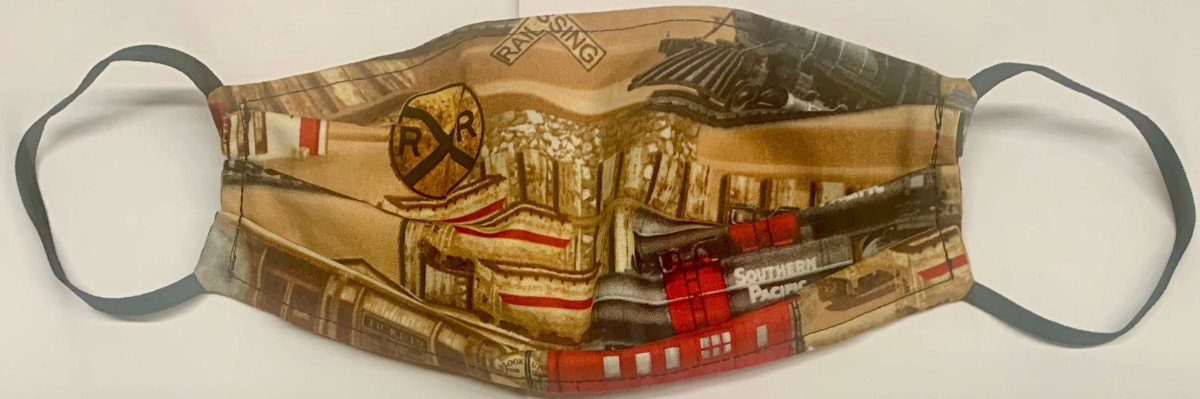 Train themed face mask Made in USA of 100% Cotton