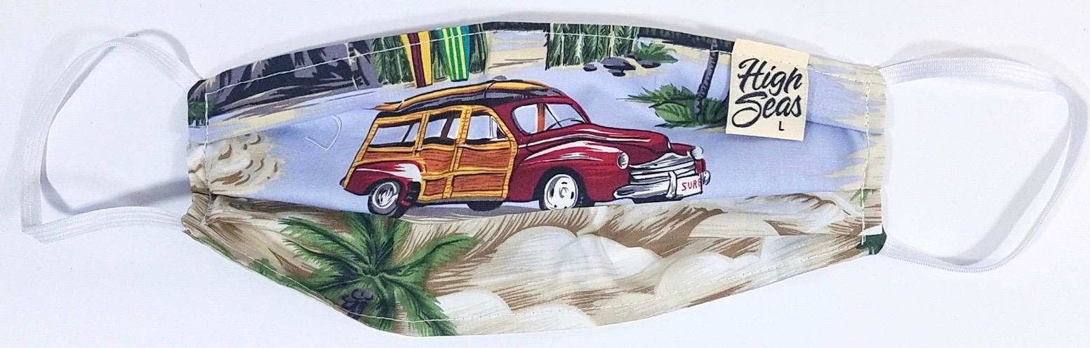 Khaki Woodie Wagon Face Mask 100% Cotton Made in USA