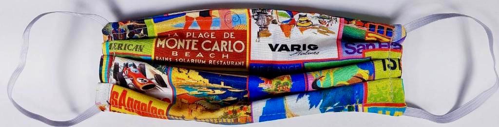 Travel Posters Print Face Mask Made in USA of 100% Cotton