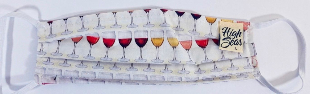 Wine Glasses designer face mask Made in USA of 100% Cotton
